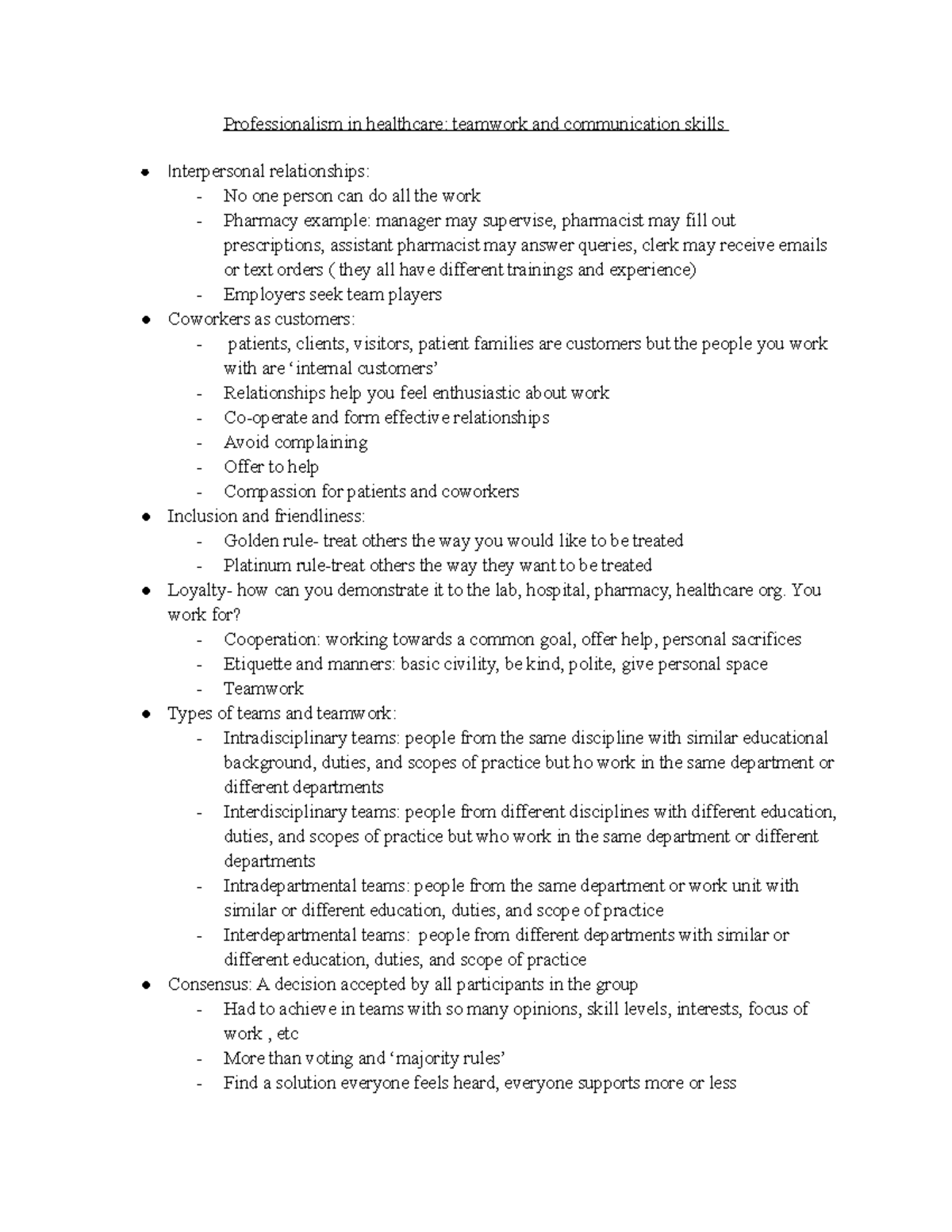 Lecture notes 5 2 6 - Professionalism in healthcare: teamwork and ...