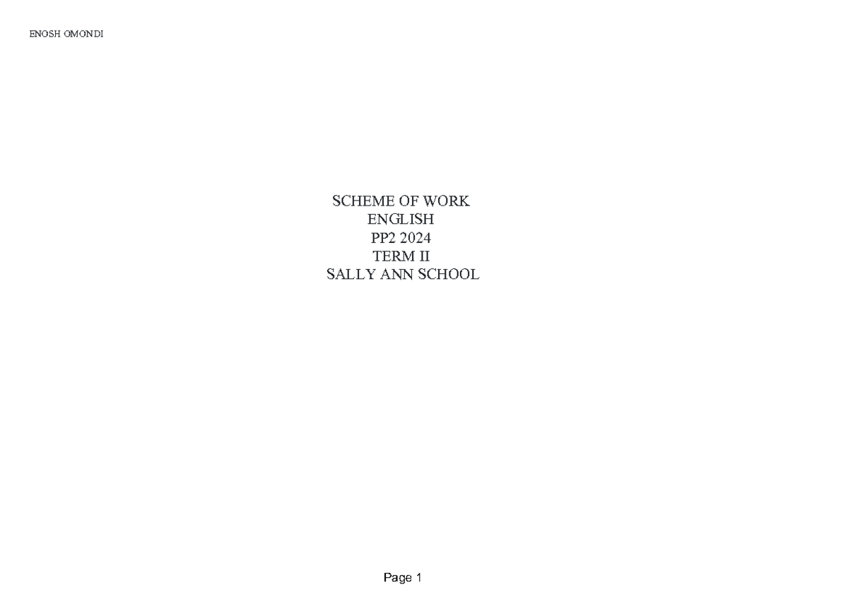633040 English PP2 Term-II - ENOSH OMONDI SCHEME OF WORK ENGLISH PP2 ...