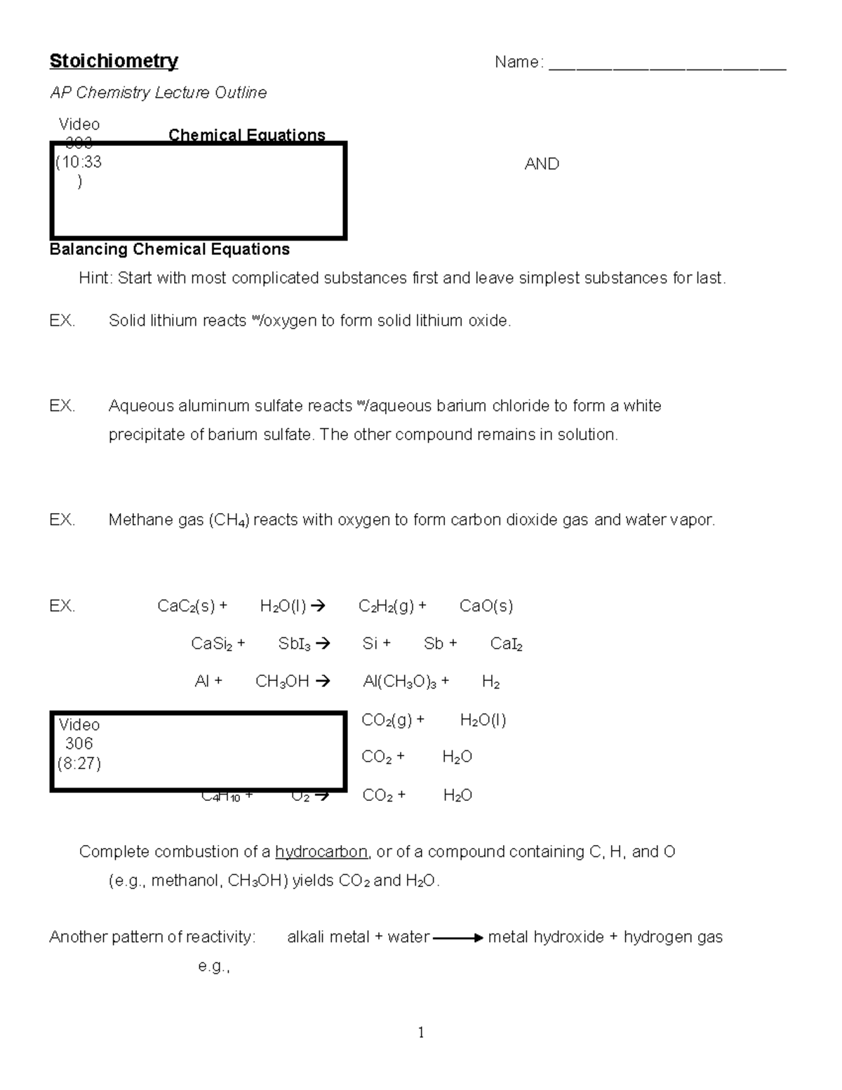 3 stoich stunotes - Lecture notes 5 - Stoichiometry Name ...