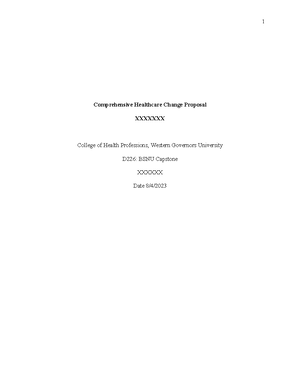 Change Proposal paper d226 coursework - Comprehensive Healthcare Change ...