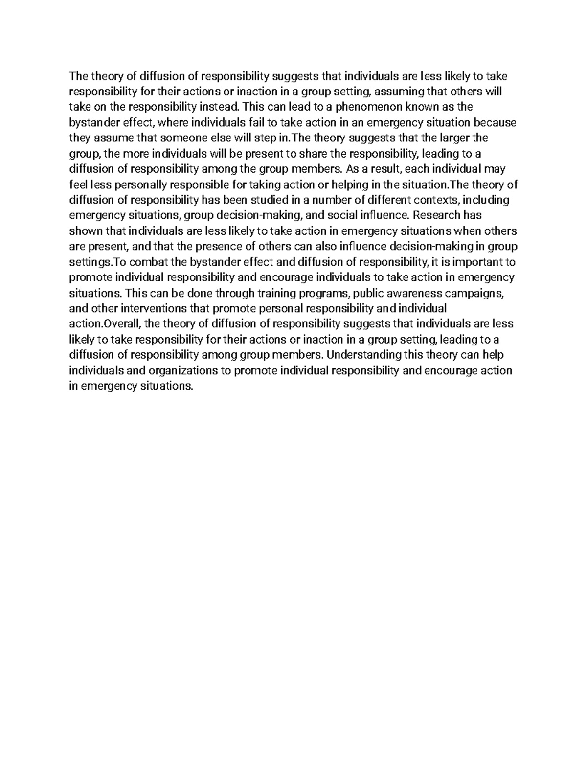 Theory of diffusion of responsibility - This can lead to a phenomenon ...