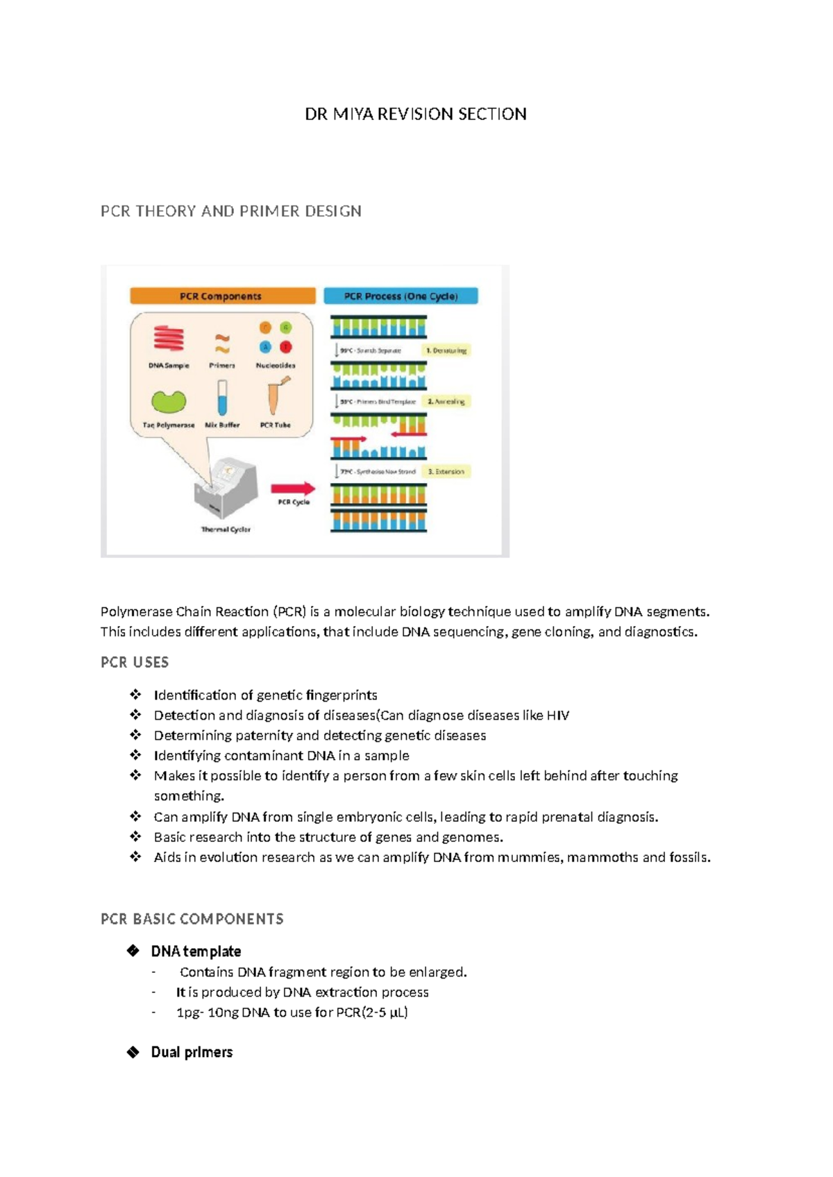 Dr Miya section - Summary Recombinant DNA - DR MIYA REVISION SECTION ...