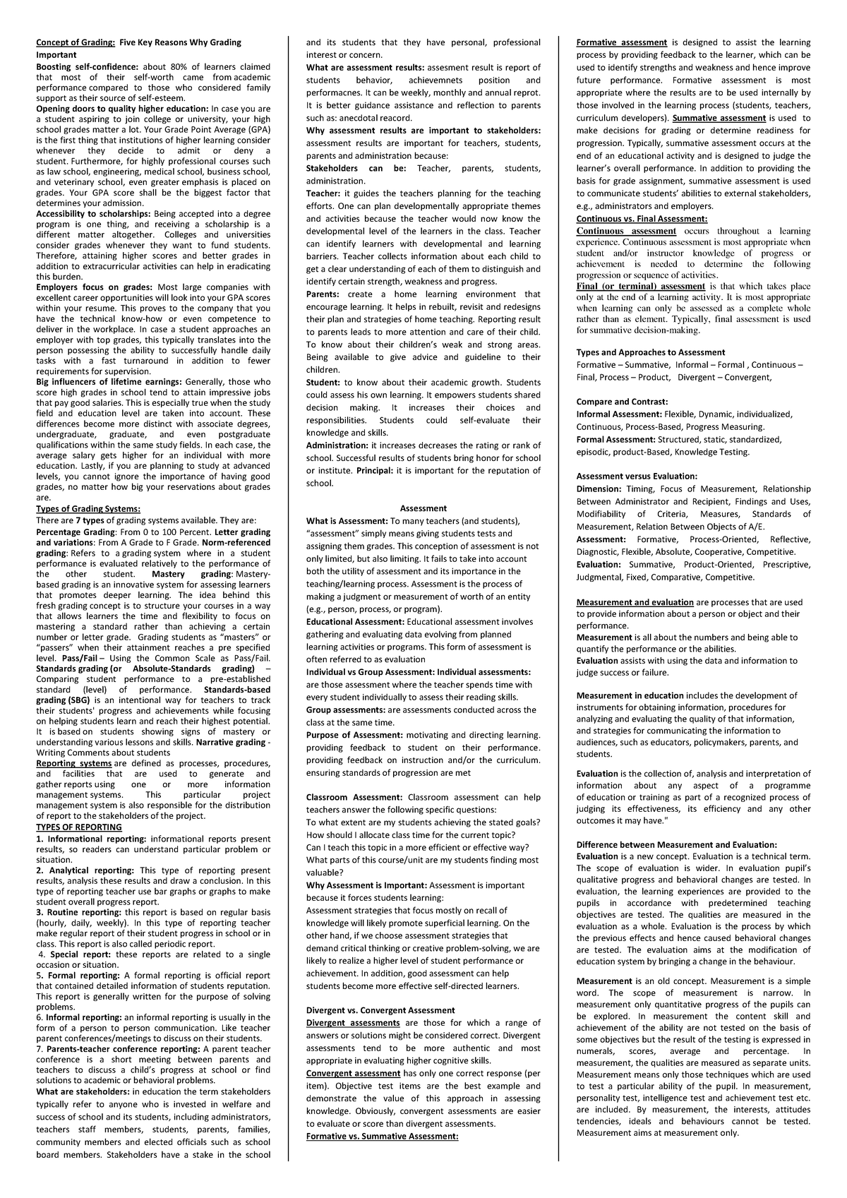 Concept of Grading - notes - Concept of Grading: Five Key Reasons Why ...