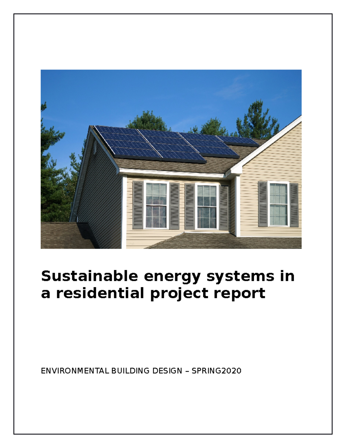 Environmental Building Design Photovoltaic Report - Sustainable energy ...