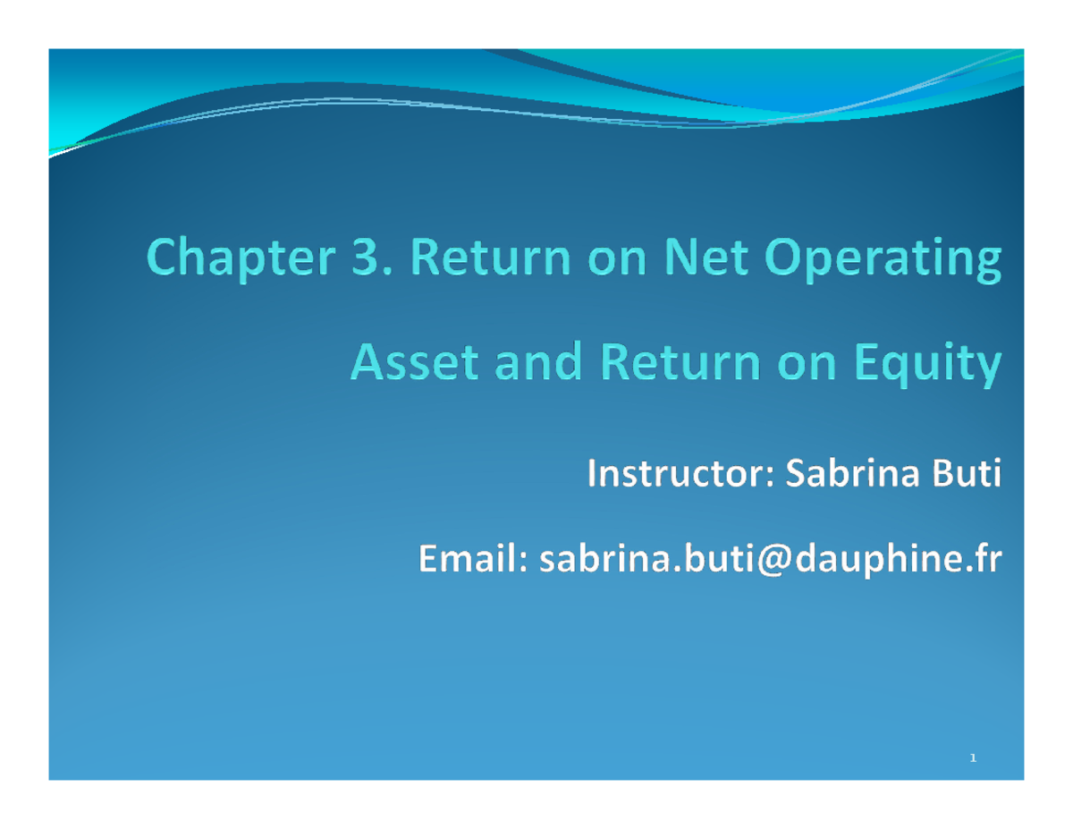 UV 01 CF - Course 3 Return on Equity and on Operating Assets - Section ...
