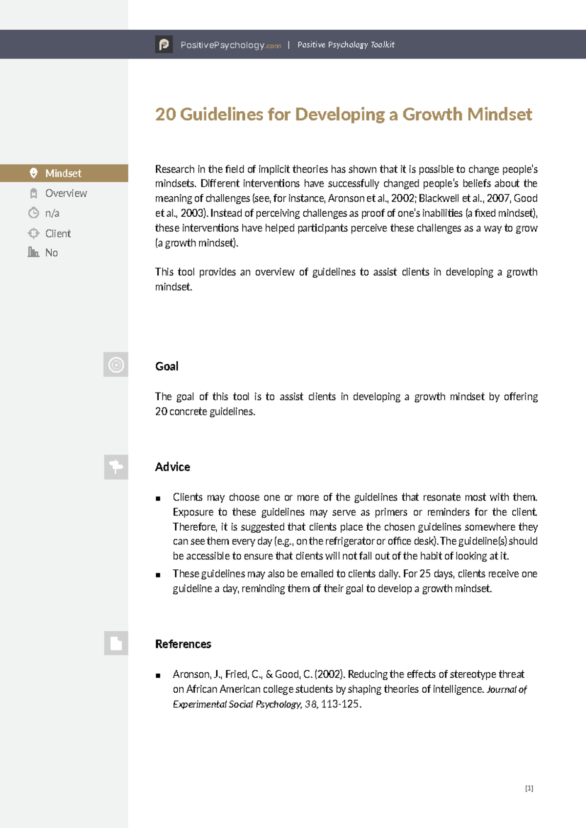 20 Guidelines for Developing a Growth Mindset - Different interventions have successfully ...