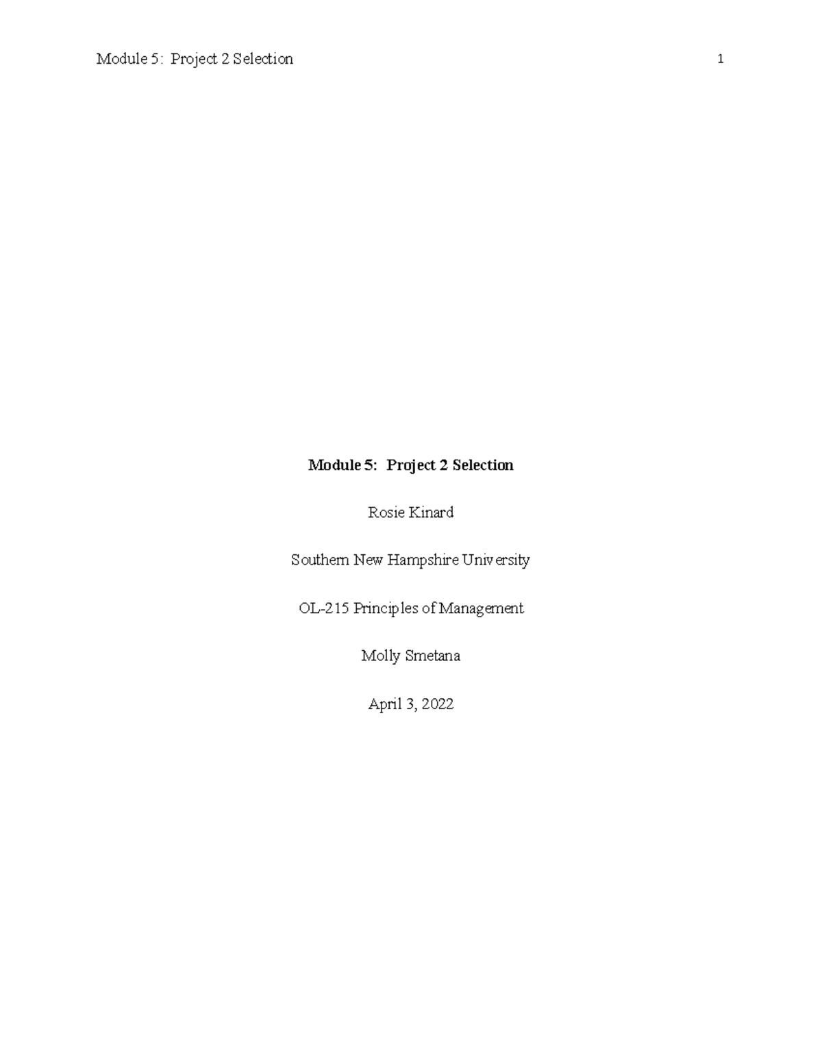 Module 5 Project Two Selection - Module 5: Project 2 Selection Module 5 ...