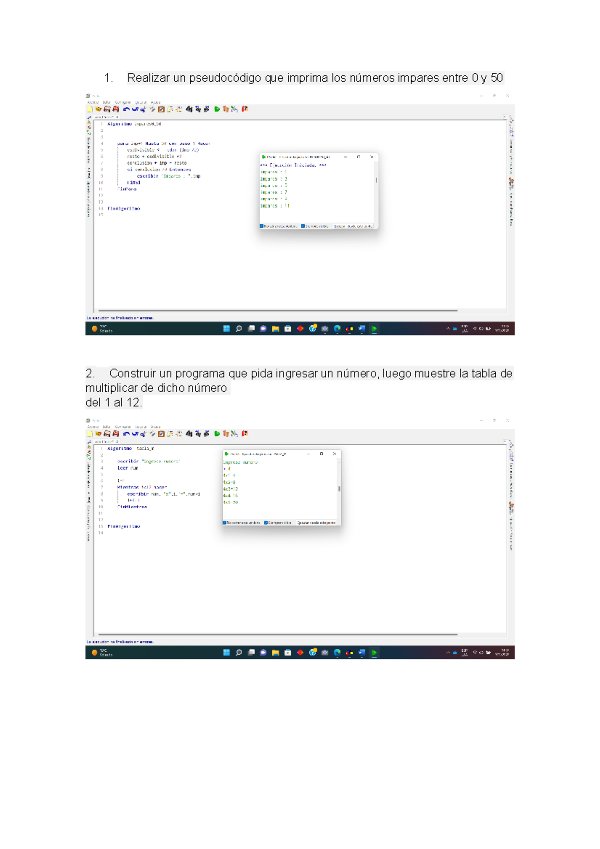Algoritmos s12 - olgoritmo - Realizar un pseudocódigo que imprima los números impares entre 0 y ...