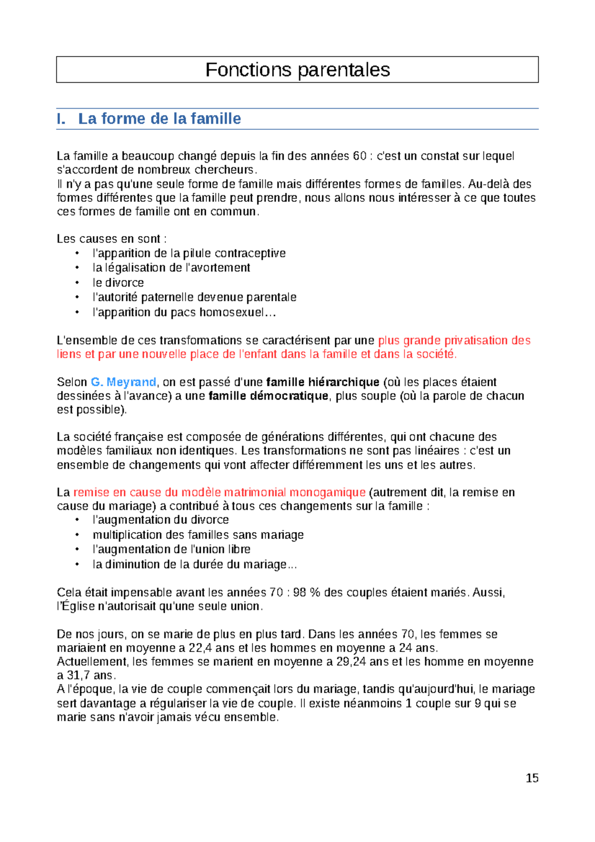 Fonctions parentales - Notes personnelles de Licence psychologie ...