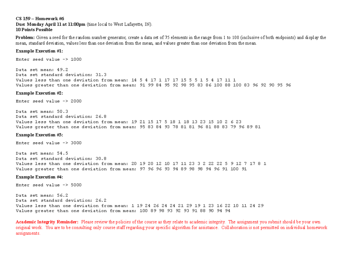 Homework 6 question sheet - CS 159 Homework Due: Monday April 11 at 11 ...