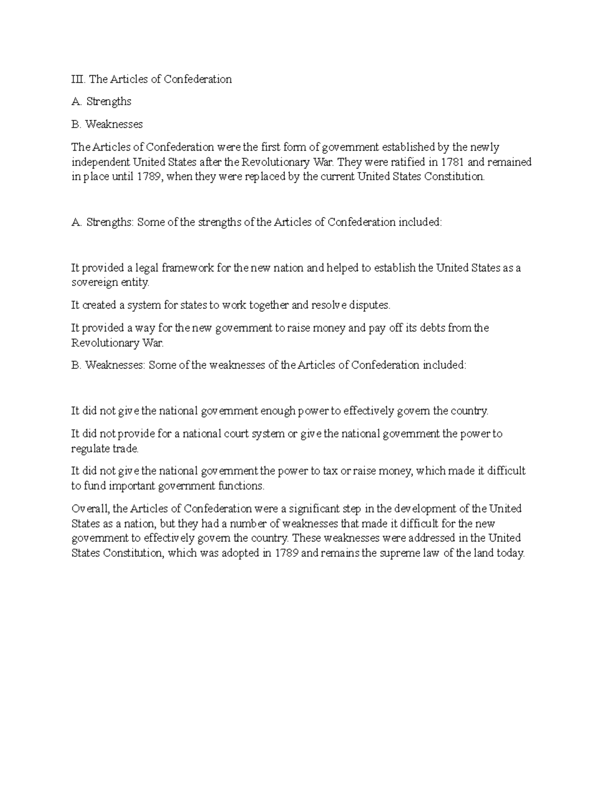 Founding Documents The Constitution 3 - III. The Articles of ...