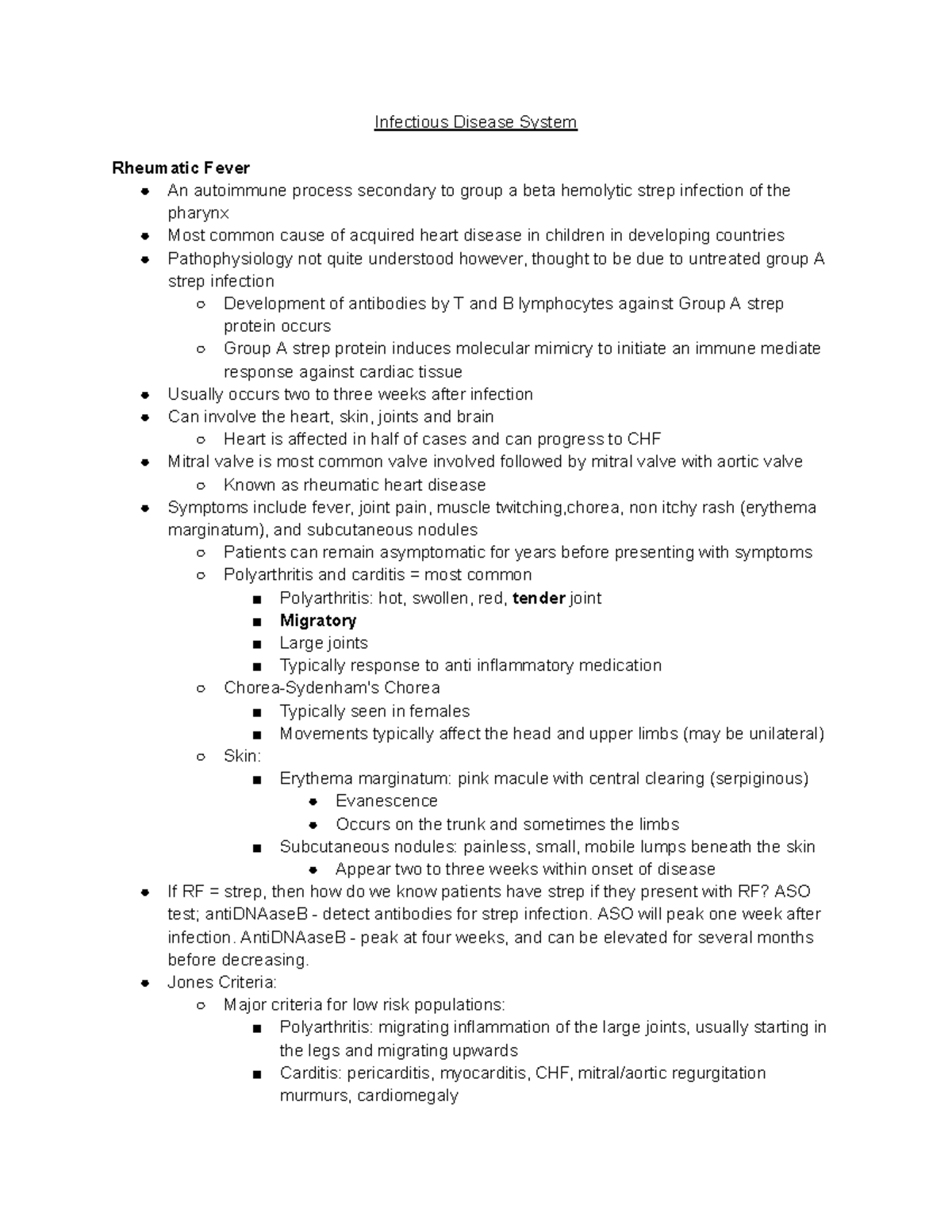 Patho Infectious Disease - Infectious Disease System Rheumatic Fever An ...