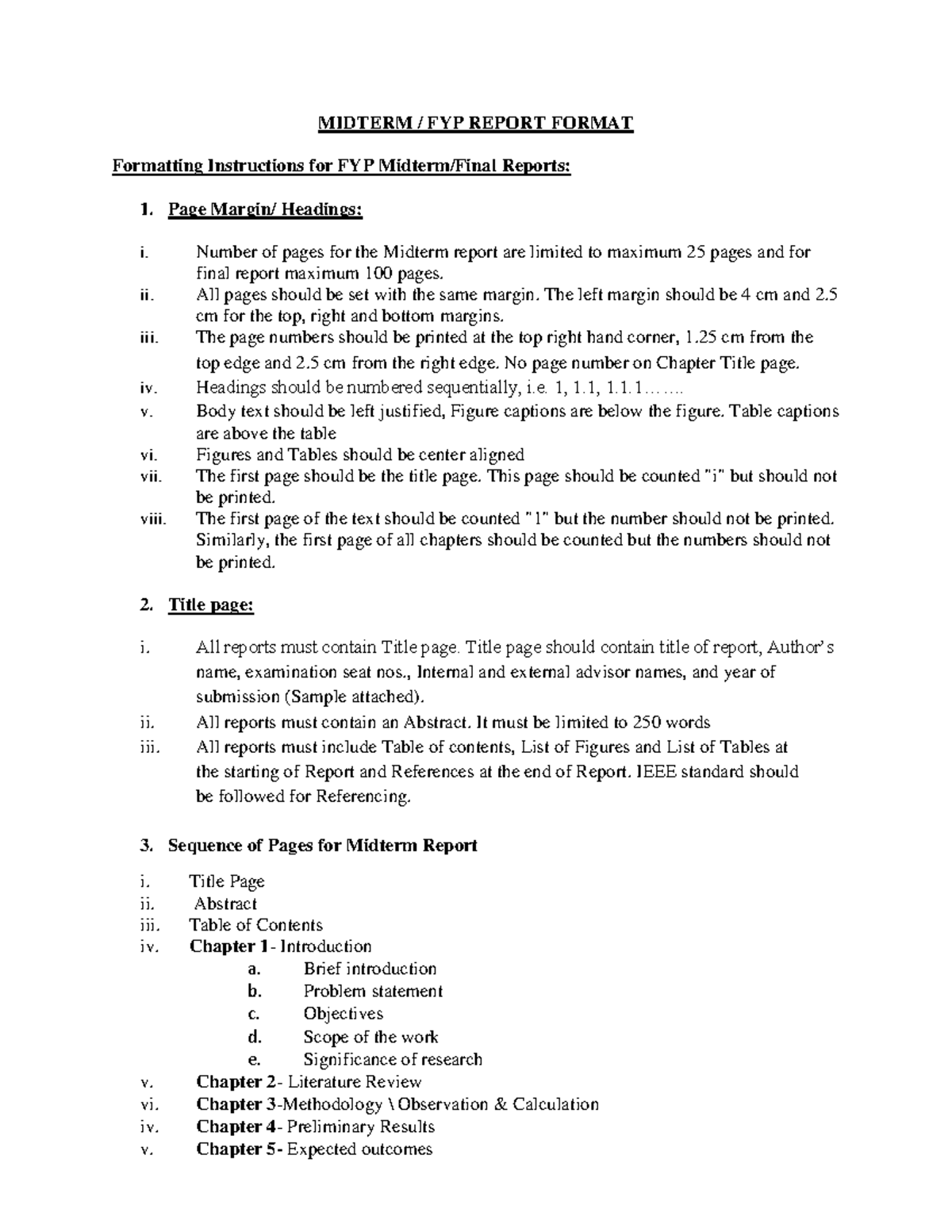 FYP Report format - MIDTERM / FYP REPORT FORMAT Formatting Instructions ...
