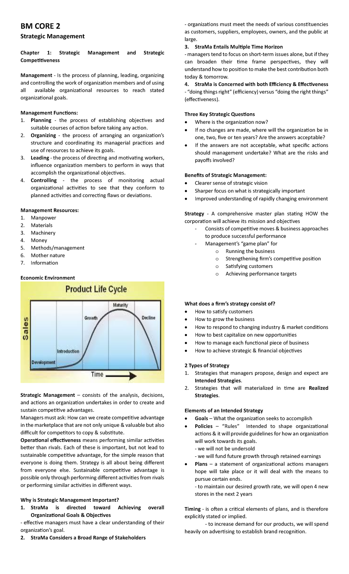 BM CORE 2 - Chapter 1 - BM CORE 2 Strategic Management Chapter 1 ...