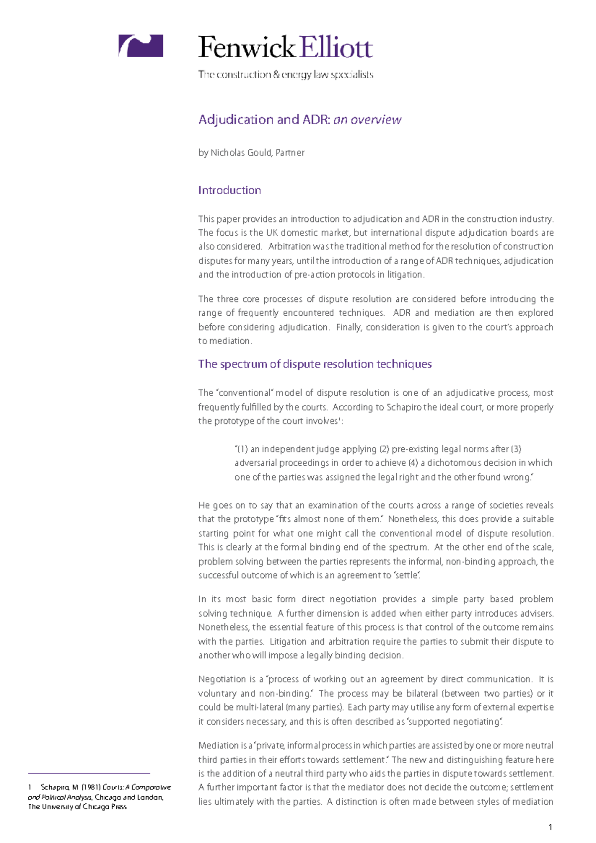 Nick gould - adjudication and adr - an overview matrics paper - by ...