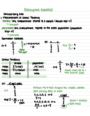 Descriptive Statistics Notes - Chapter 3: Descriptive statistics ...