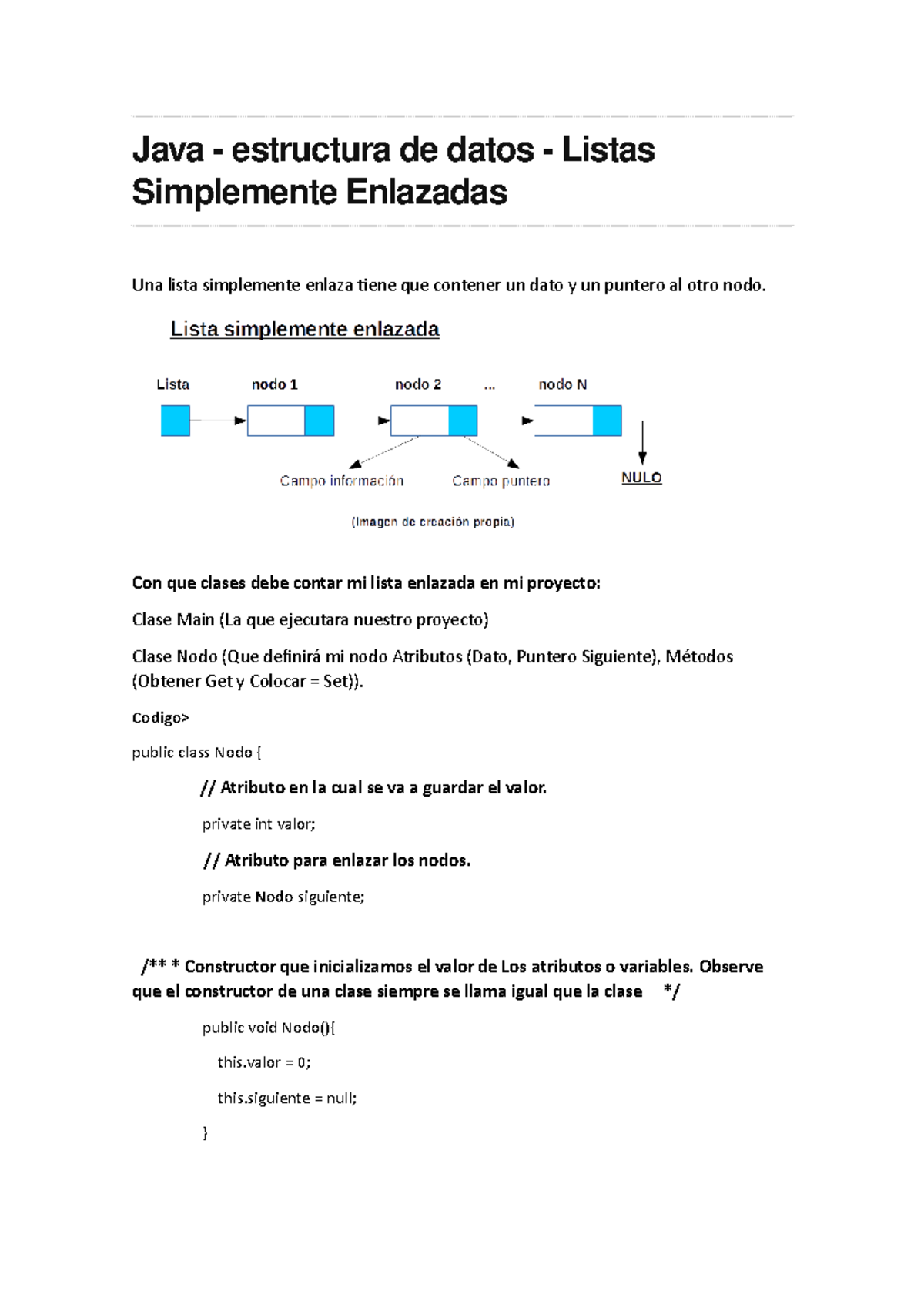 Lista Simplemente enlazadas para analizar - Java - estructura de datos ...