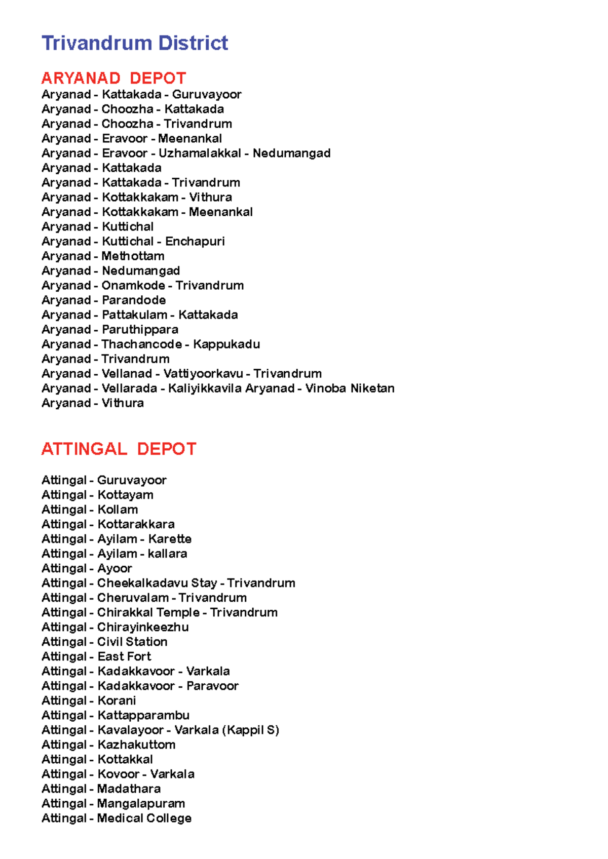 Bus - Study well - Trivandrum District ARYANAD DEPOT Aryanad ...