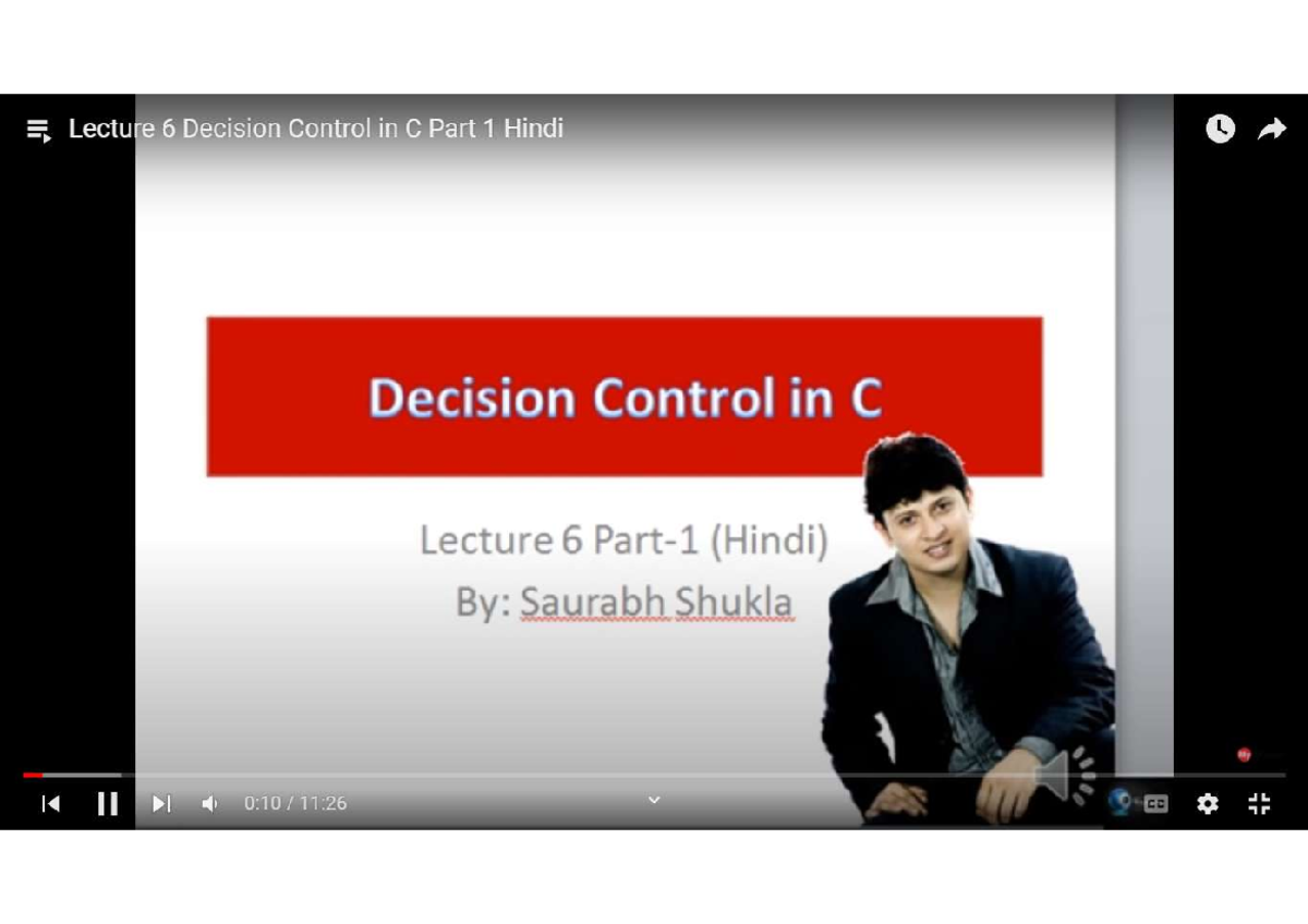 Decision Control PART 1 - : Lecture 6 Decision Control in C Part 1 Hindi Decision Control in C ...