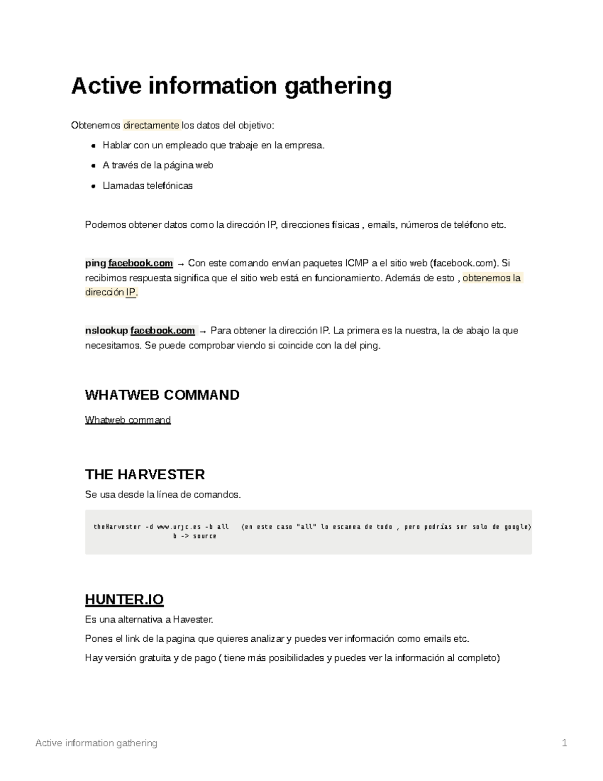 Tema 2 - Fase 1 hacking etico - Active information gathering 1 Active ...