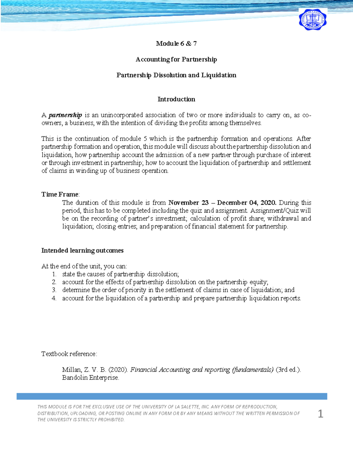 Partnership Accounting Module 6 and 7 2020-2021 - THIS MODULE IS FOR ...