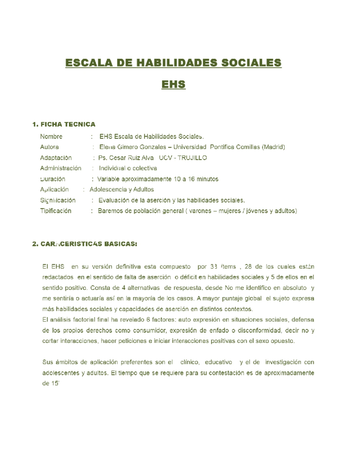 Escala de Evaluación DE Habilidades Sociales de Arnold Goldstein ...