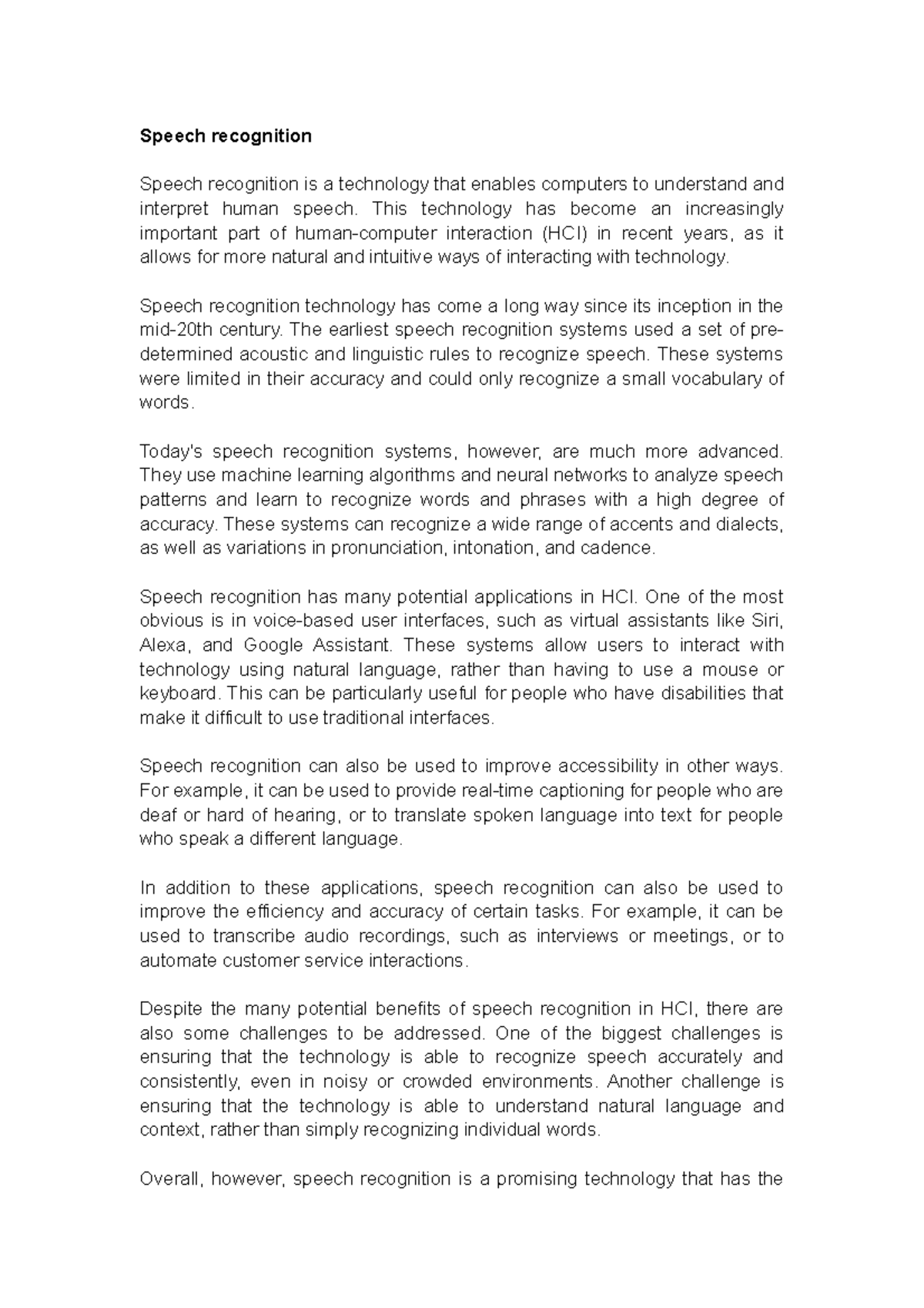 Speech recognition - Speech recognition Speech recognition is a ...