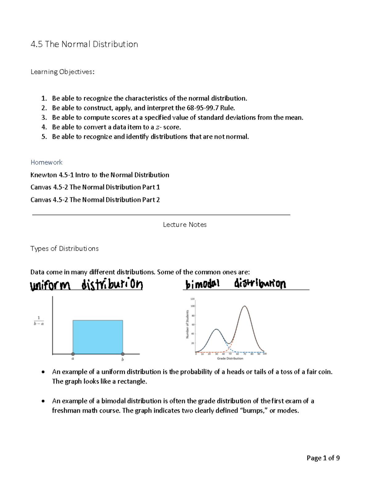 module four pt 5 - 4 The Normal Distribution Learning Objectives: 1. Be ...