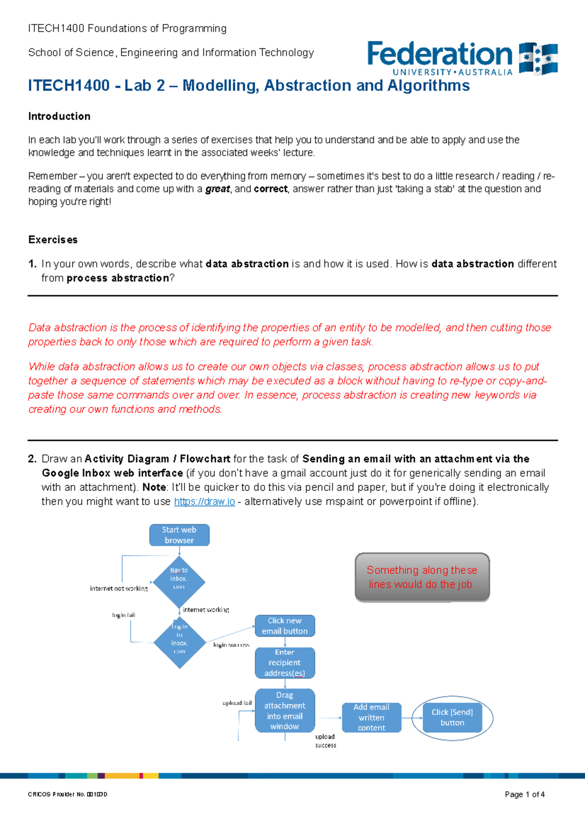 Lab 08 Modelling Abstraction And Algorithms Answers School Of 9506