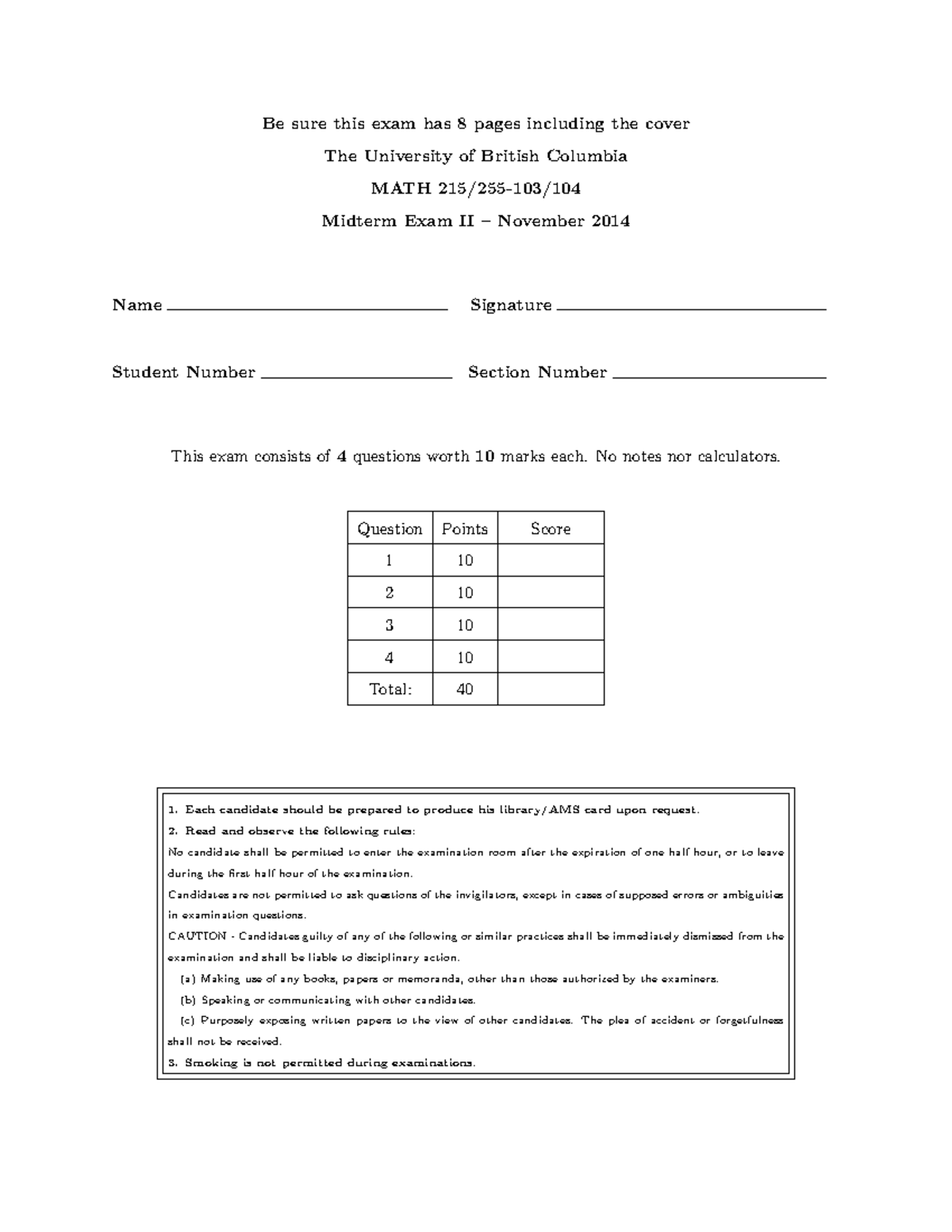Sample/practice exam 2014, questions and answers - Be sure this exam ...