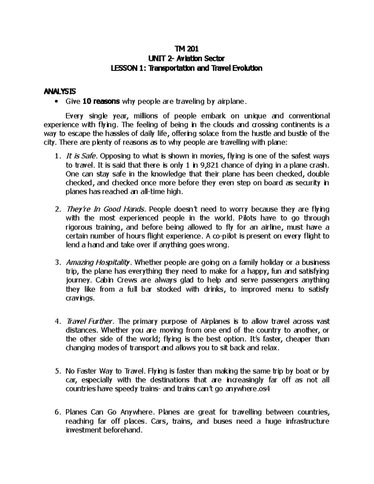 TM 201 - UNIT 2 Lesson 1 - This is an activity we did for TM class ...