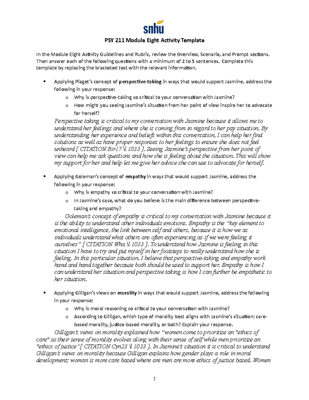 PSY 211 8-3 Journal - Assignment - PSY 211 Module Eight Activity ...