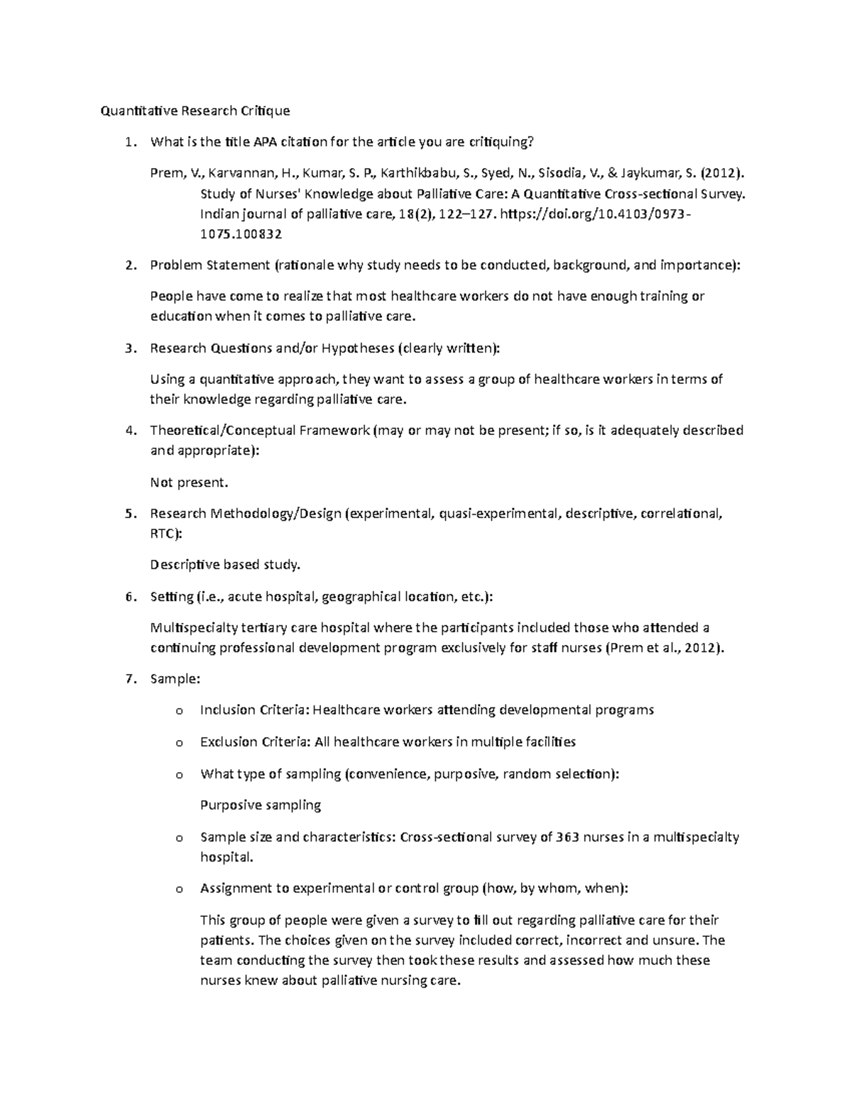 Quantitative - Module assignments - Quantitative Research Critique What is the title APA ...