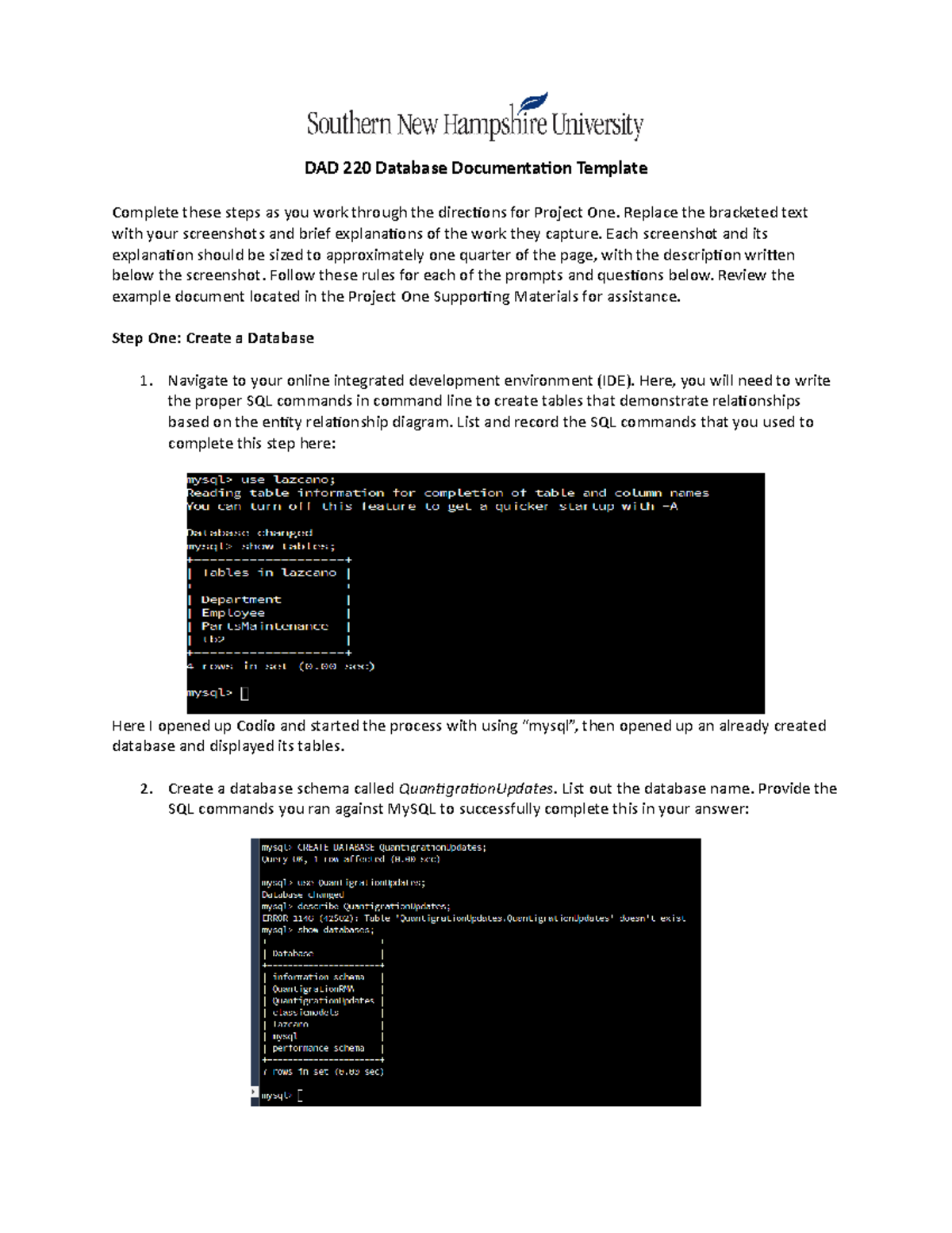 DAD 220 Database Documentation Lazcano - DAD 220 Database Documentation Template Complete these ...
