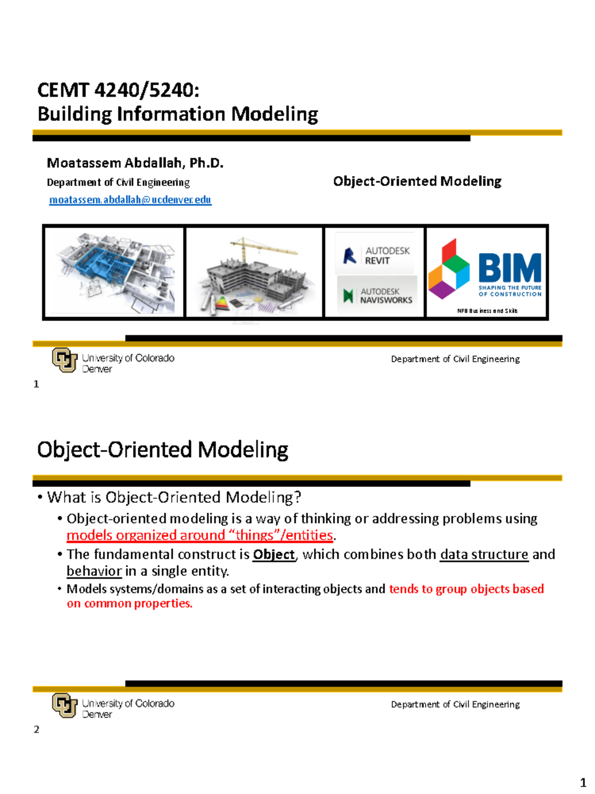 2.1 Object Oriented Modeling - Department of Civil Engineering CEMT ...