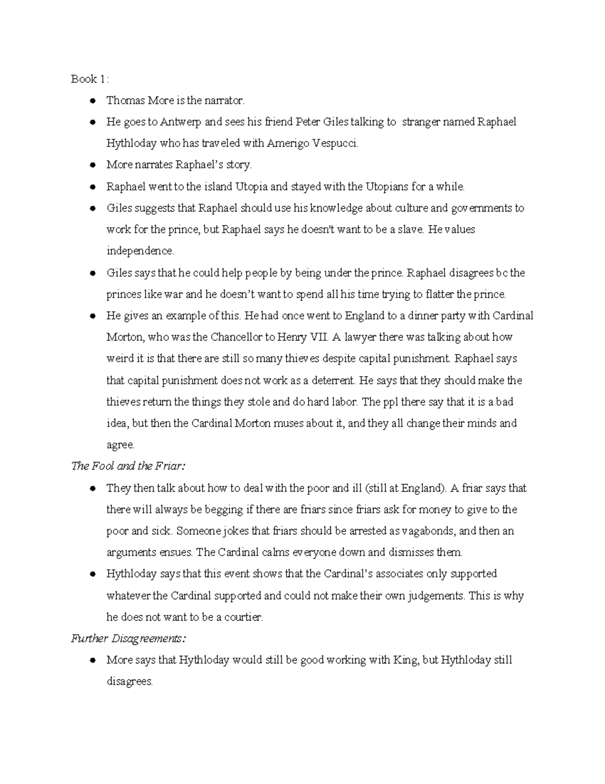 More - Utopia - Reading Notes for Professor Gilman - Book 1: Thomas ...