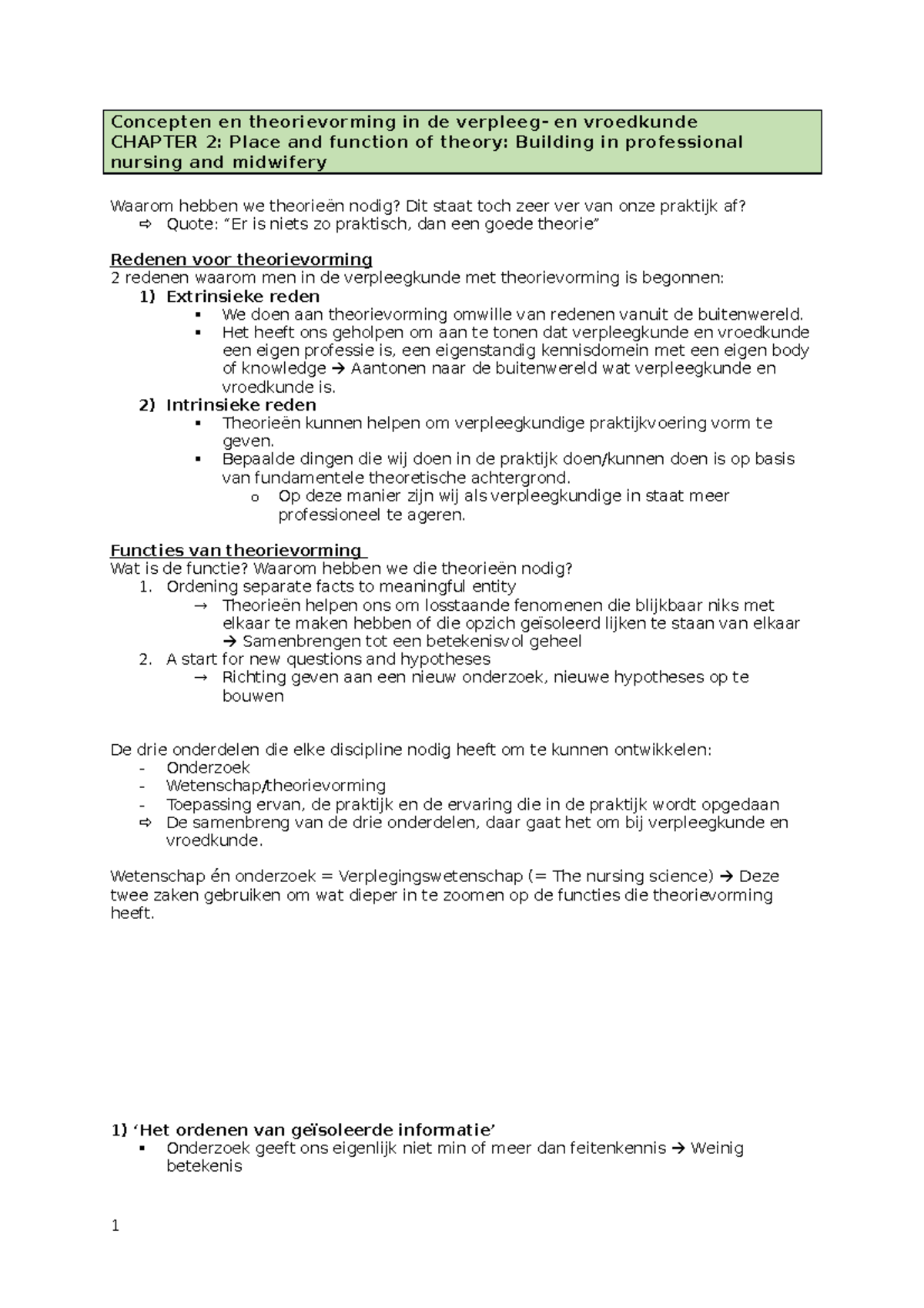 Chapter 2 Theorievorming - Concepten en theorievorming in de verpleeg ...