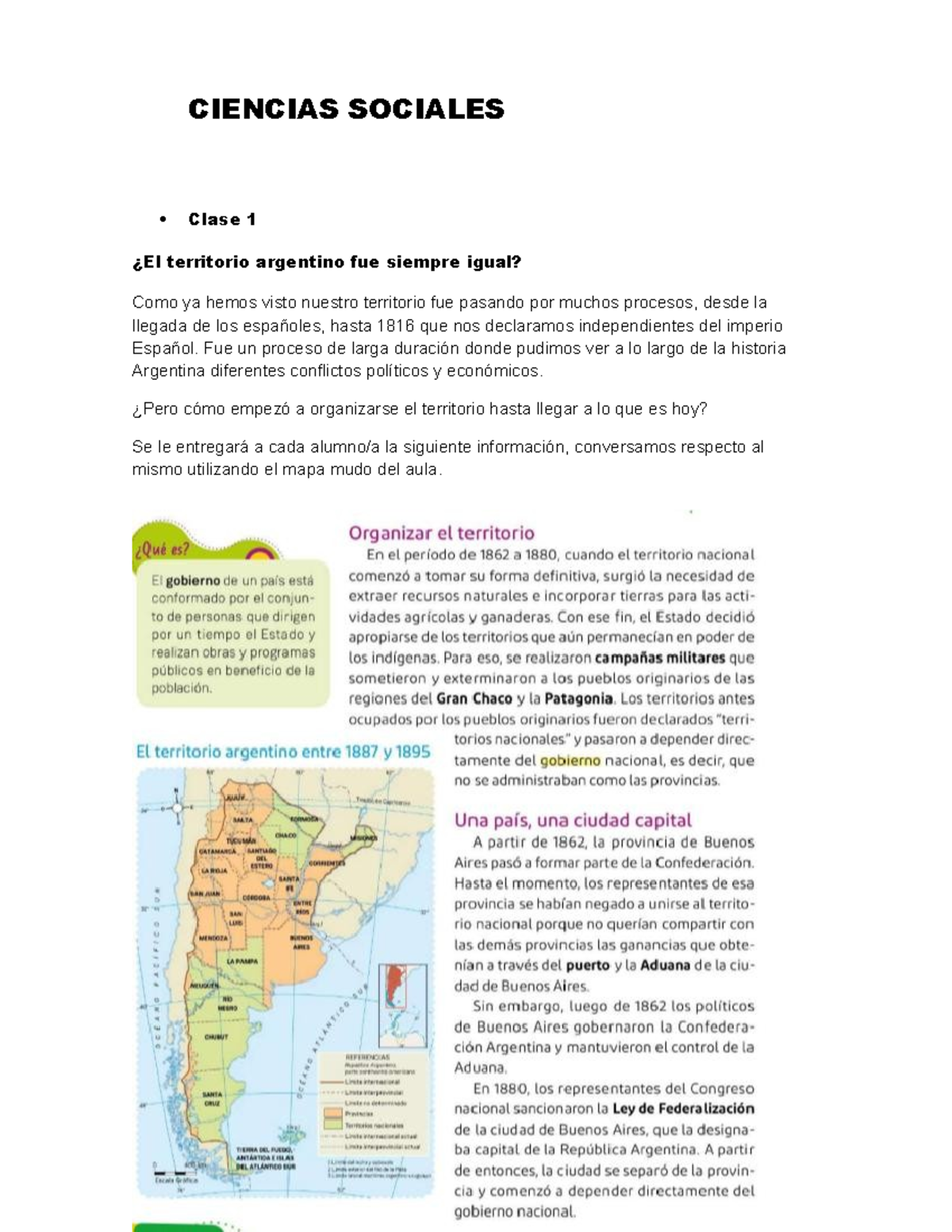 El territorio argentino fue siempre igual - CIENCIAS SOCIALES Clase 1 ...