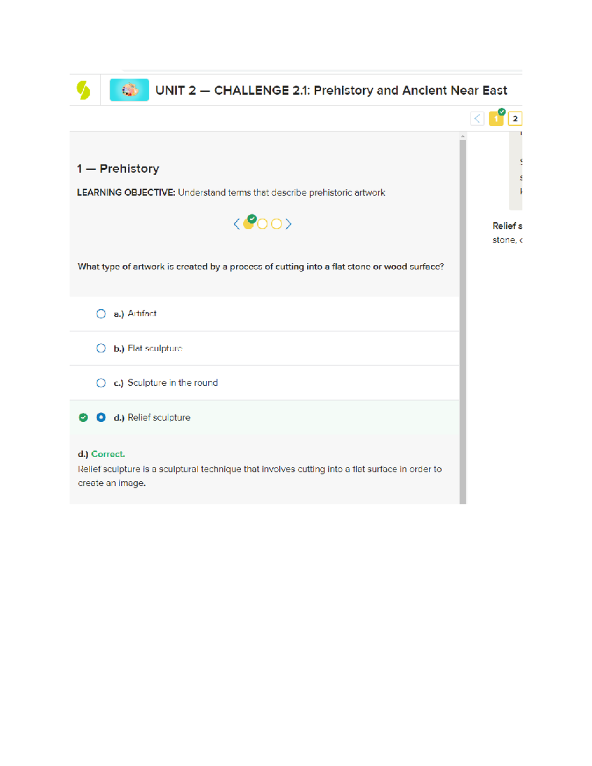 Unit 2 - Challenge Questions with answers - ART 101 - Studocu