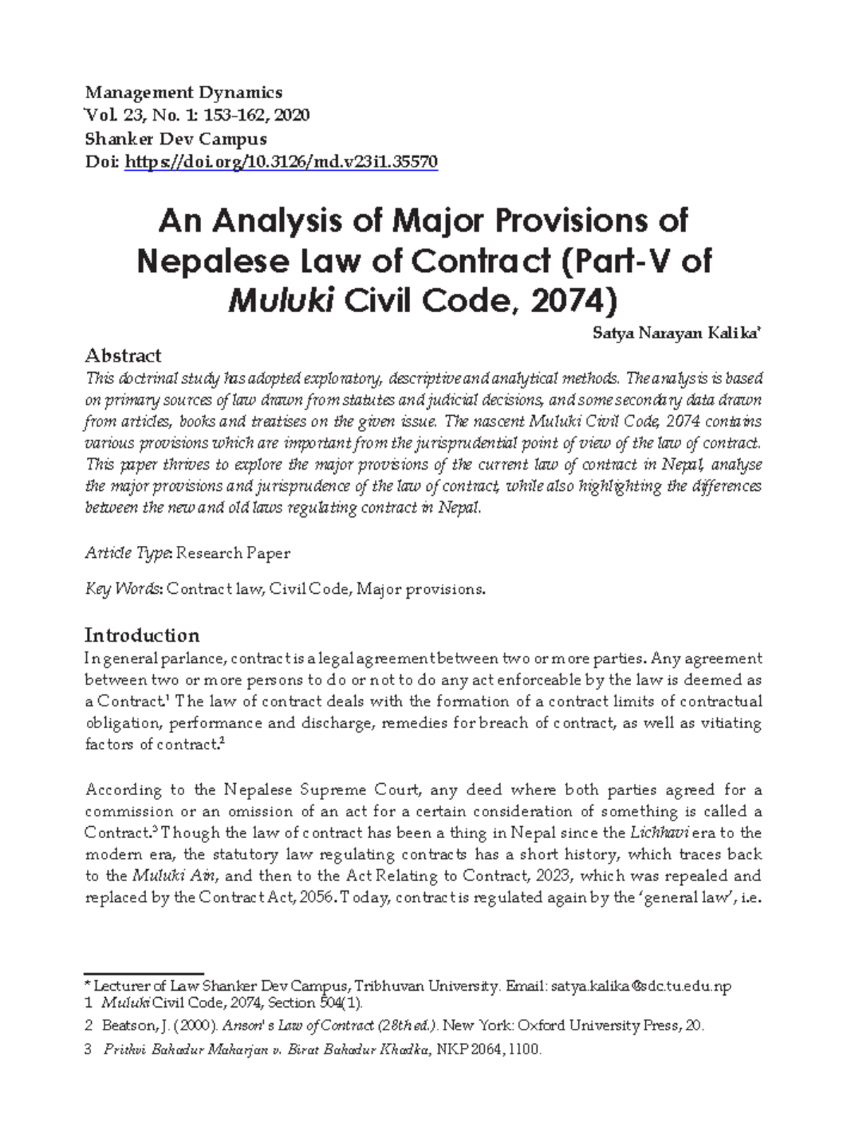An Analysis of Major Provisions of Nepal - ISSN: 2091-0460 153 Satya ...