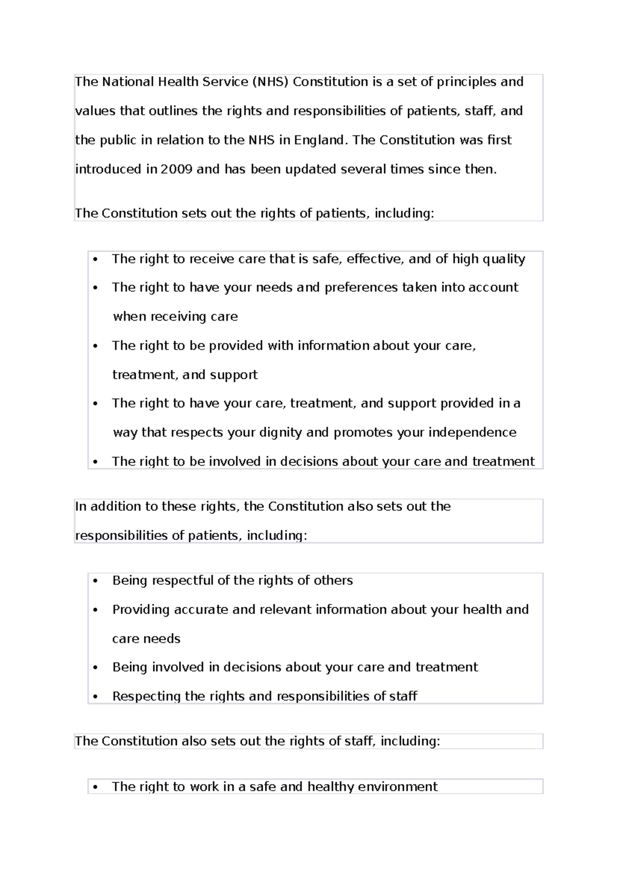 The NHS Constitution and patient rights - The National Health Service ...