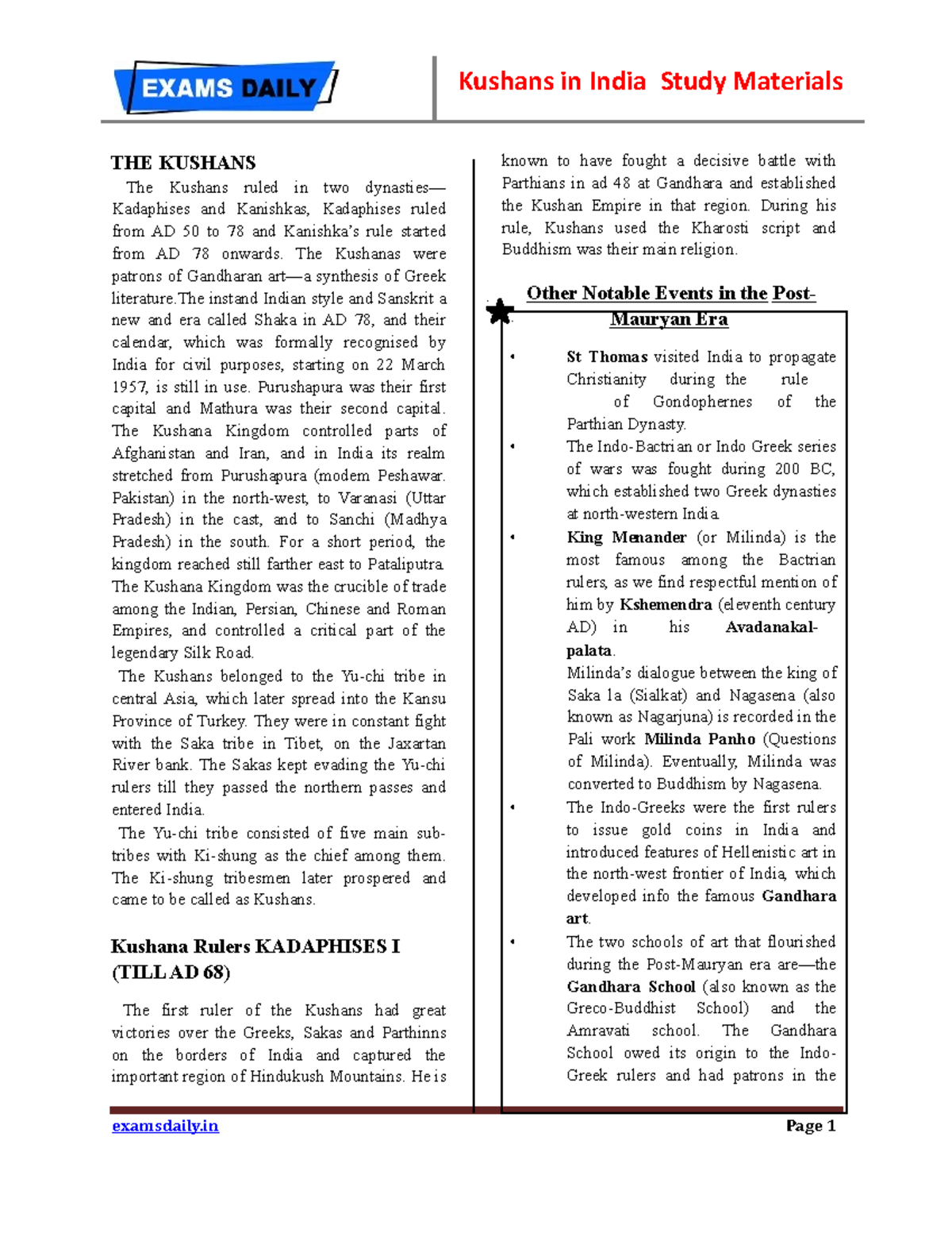 Kushans in india history study materials - Kushans in India Study ...