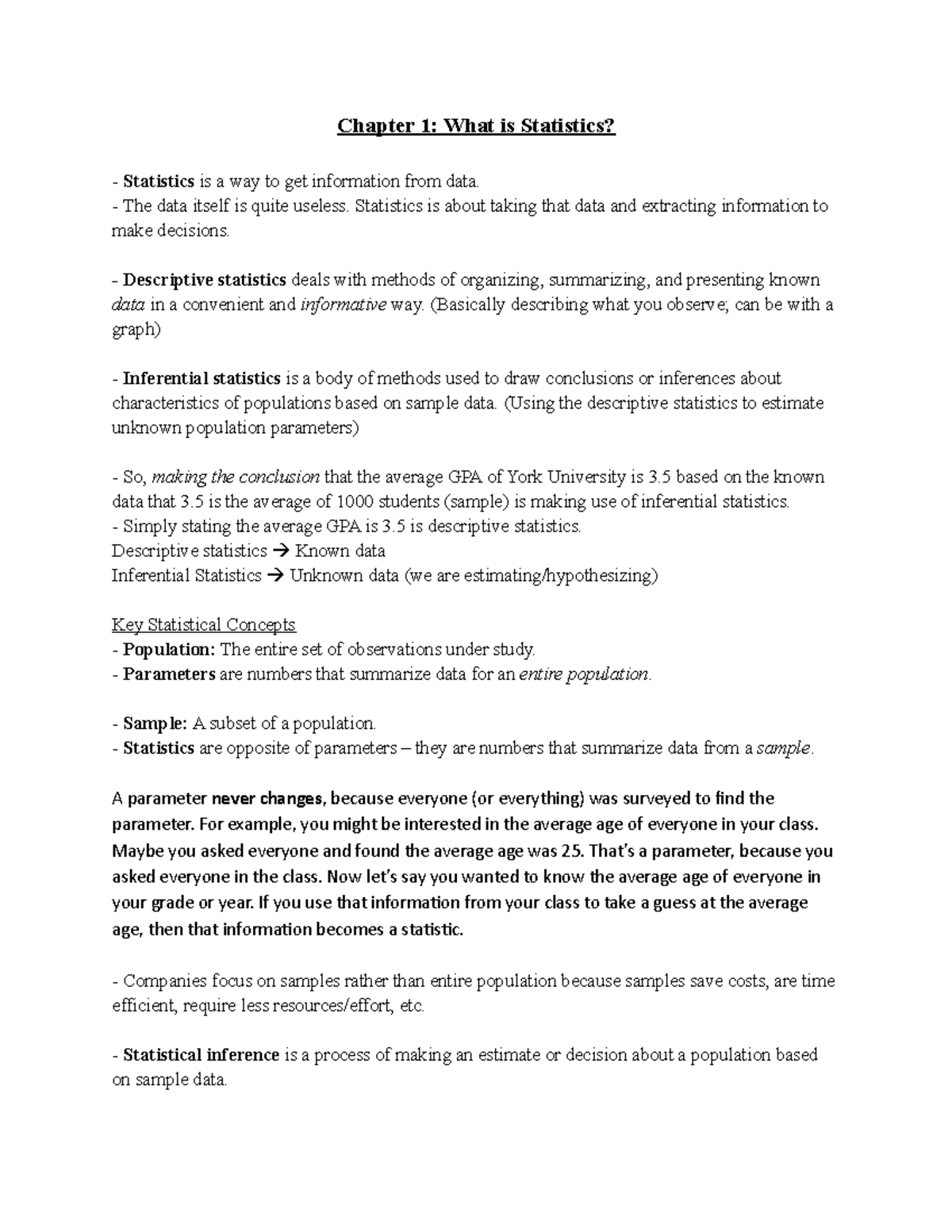 Chapter 1 - stats - Summary Statistics for Management and Economics ...