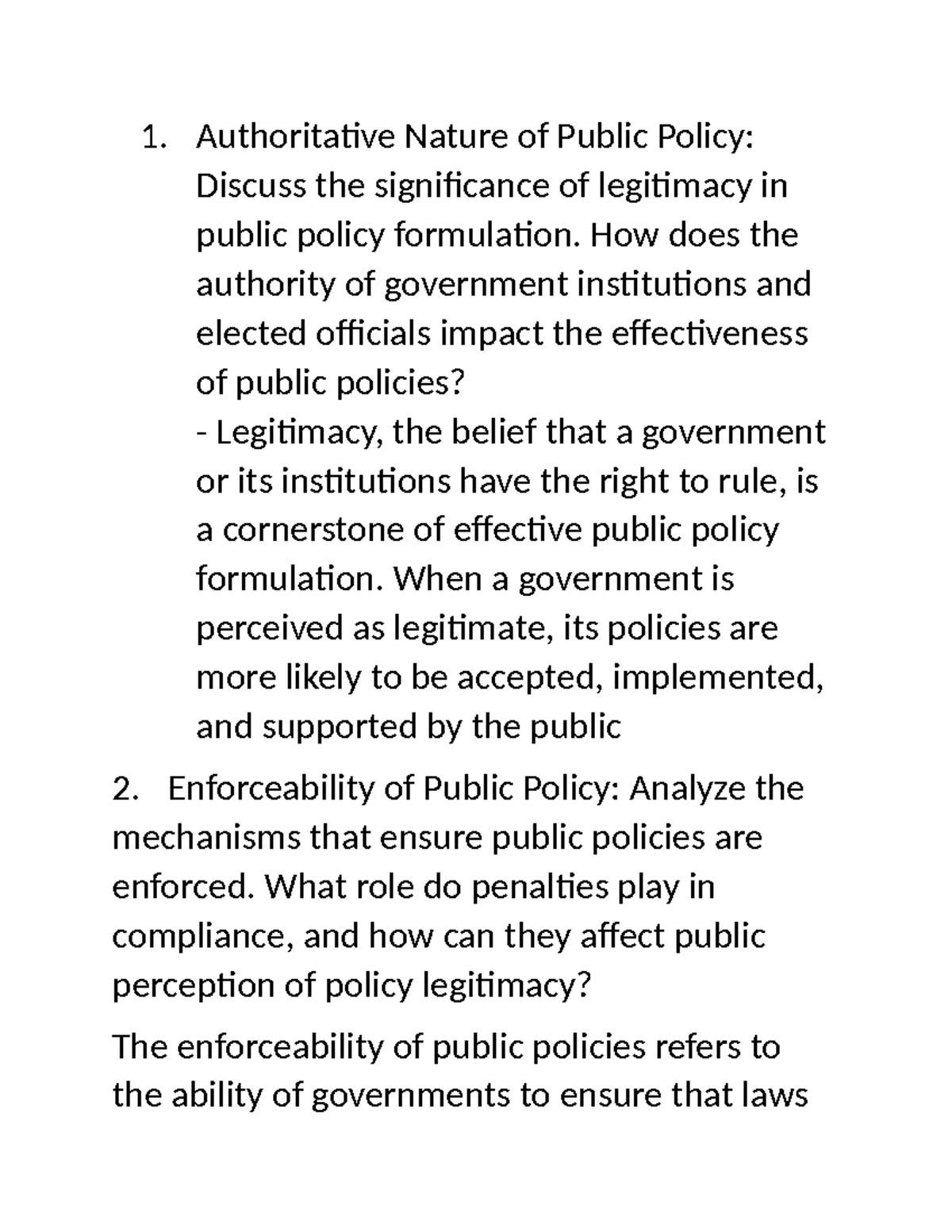 Authoritative Nature of Public Policy - Authoritative Nature of Public ...