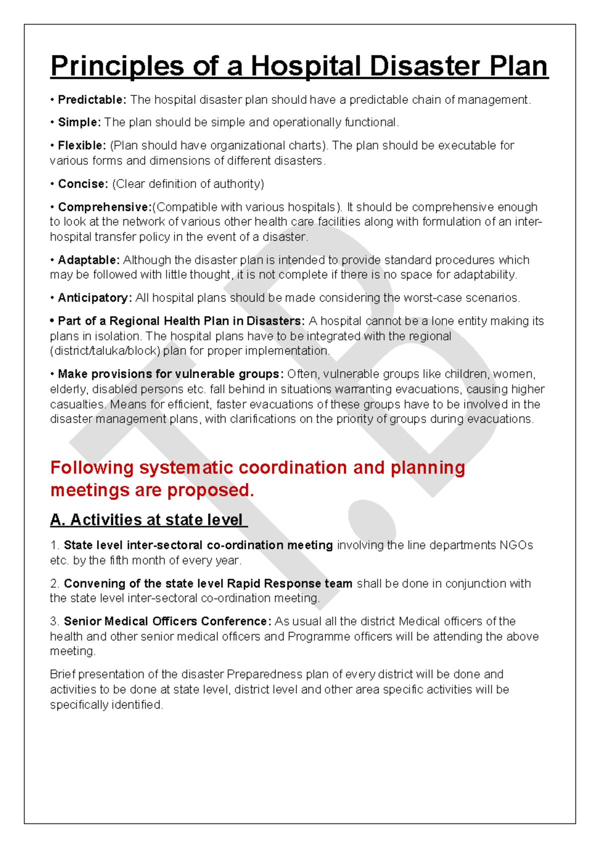 Disaster Management - Module - 3 - Principles of a Hospital Disaster ...