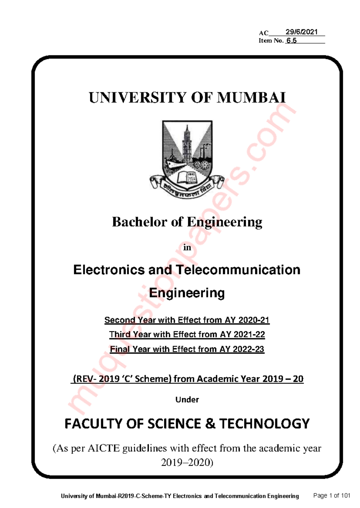 Be electronics-and-telecommunication third-year-te-semester-6-rev-2019-c-scheme - - Studocu