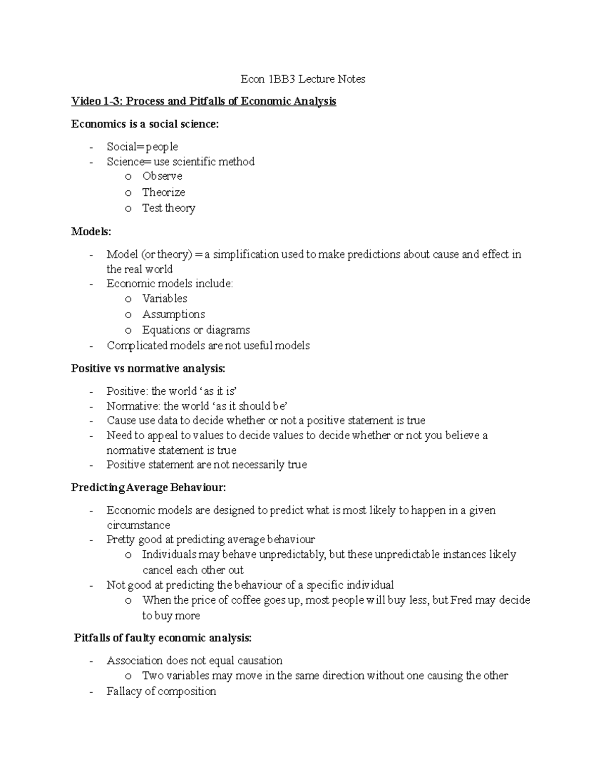 Econ 1bb3 Lecture Notes Econ 1bb3 Lecture Notes Video 1 3 Process