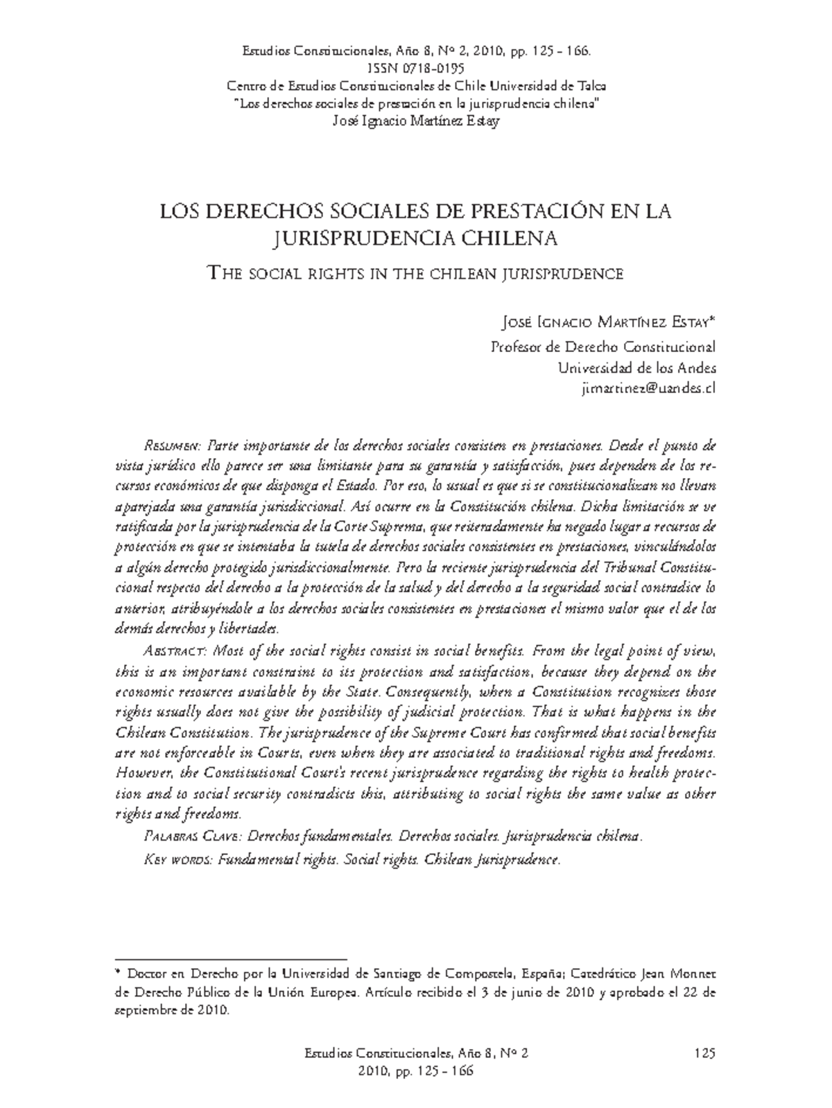 José Ignacio Martínez - Estudios Constitucionales, Año 5, Nº 2 125 2007 ...