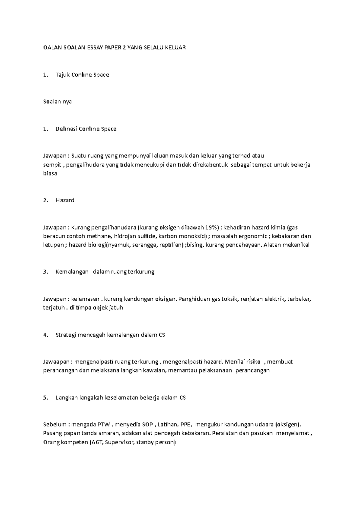 Contoh soalan esei paper 2 - OALAN SOALAN ESSAY PAPER 2 YANG SELALU ...