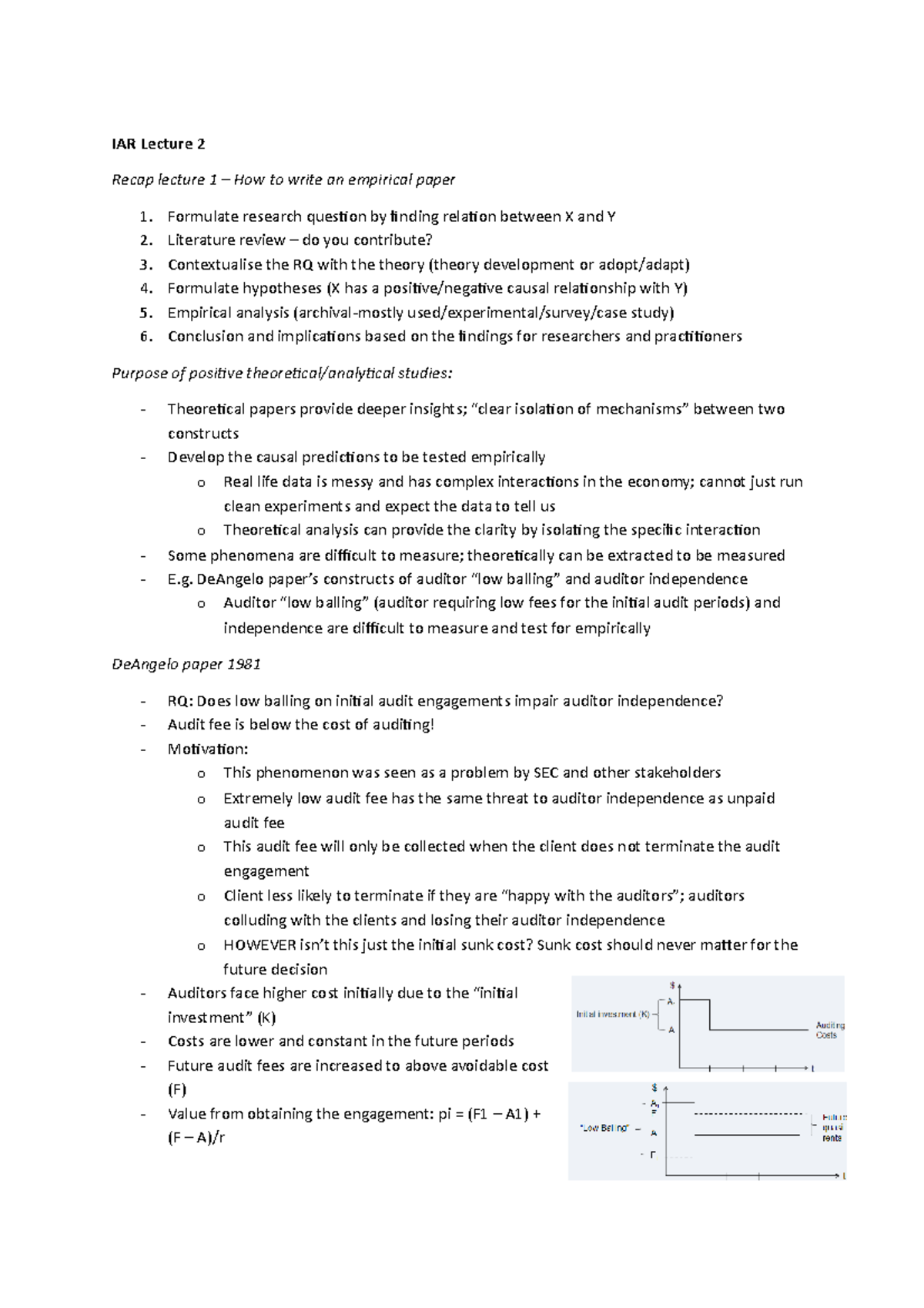 Introduction to Accounting Research Lecture 2 notes - IAR Lecture 2 ...